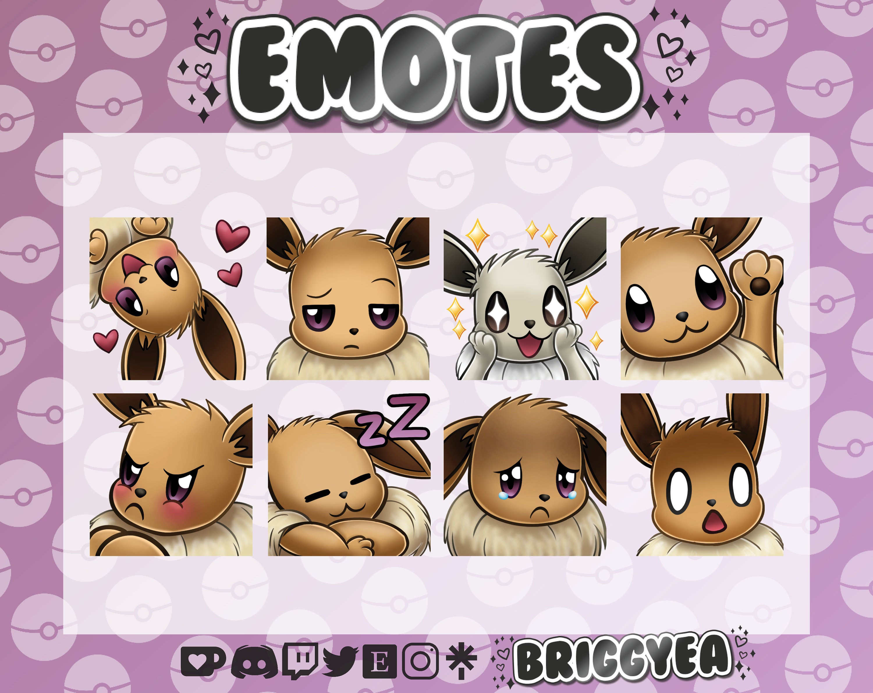 Cute Pokemon Eevee Emote Set - Etsy