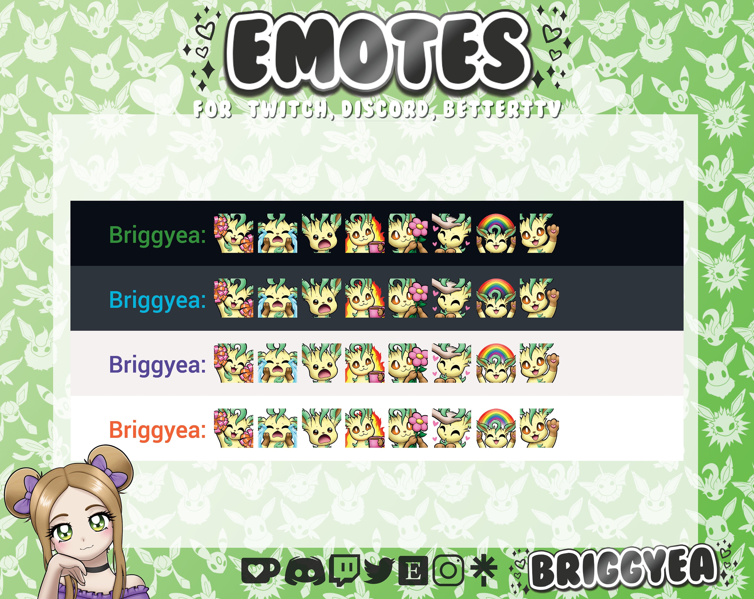 Leafeon Pokemon Emote Set - Etsy