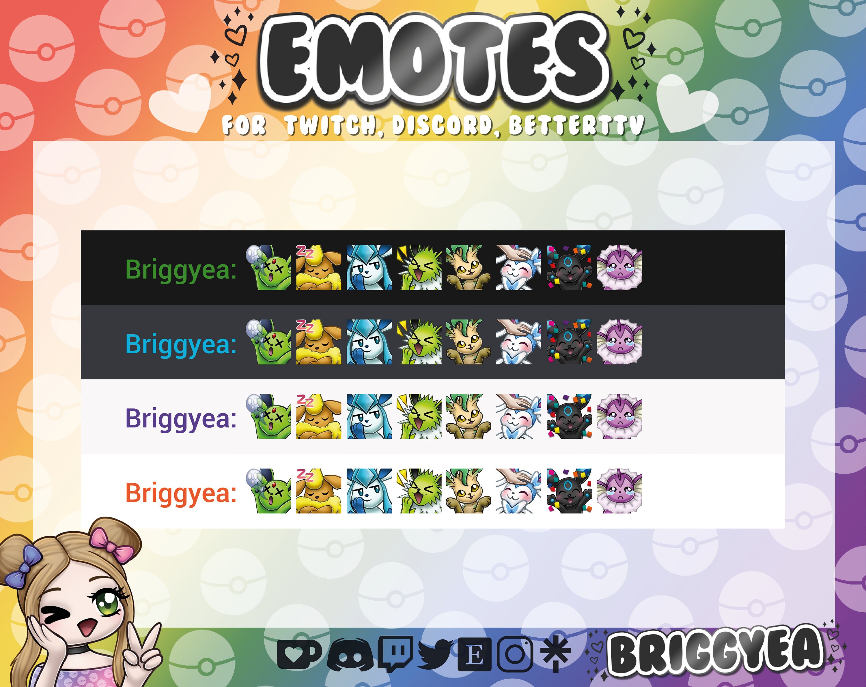 Cute Shiny Pokemon Eeveelution Emote Set - Etsy