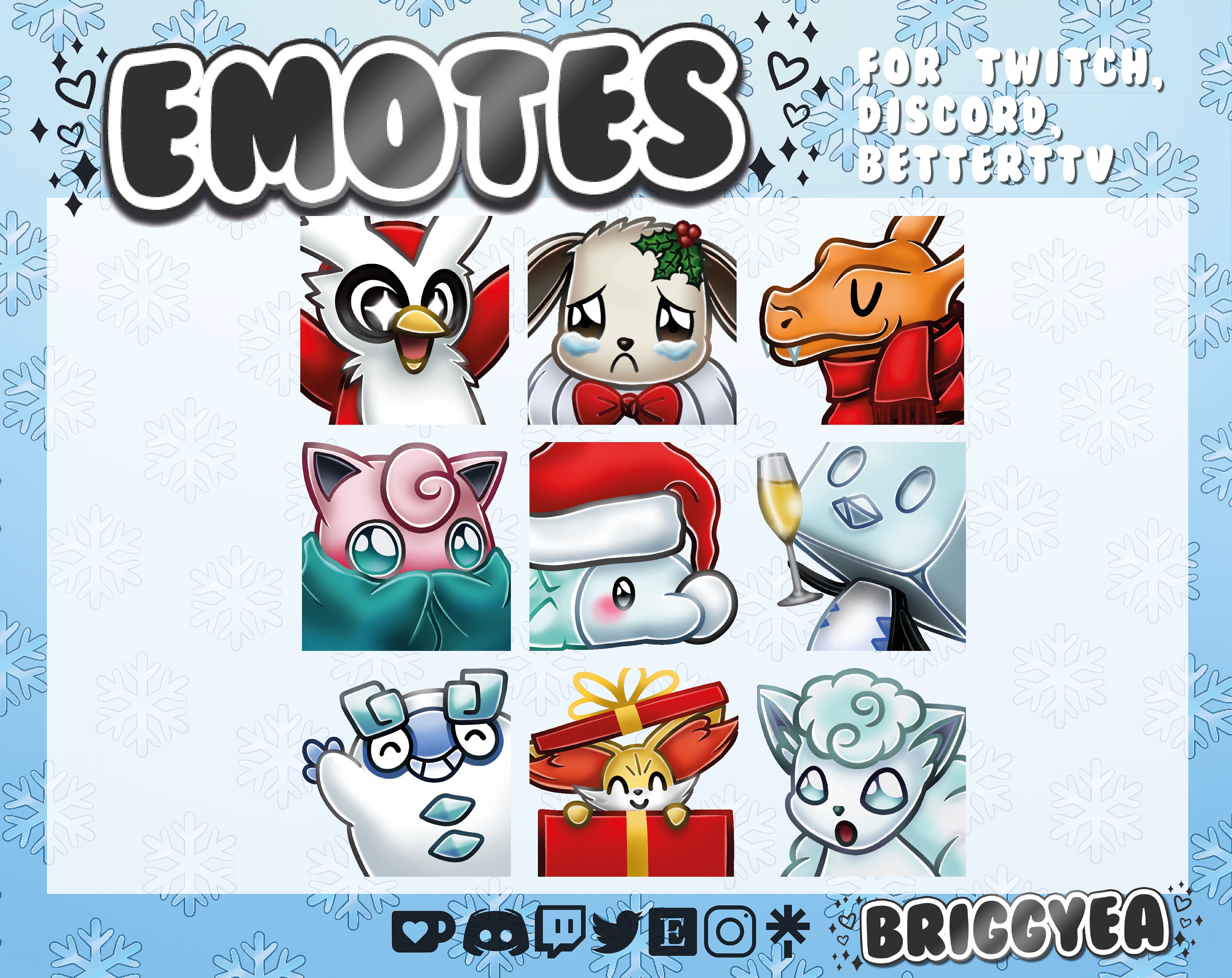 Chistmas Pokemon Emote Set for Twitch or Discord - Etsy