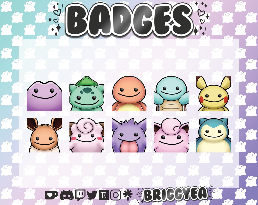 Cute Ditto Pokemon Twitch Badges Set - Etsy