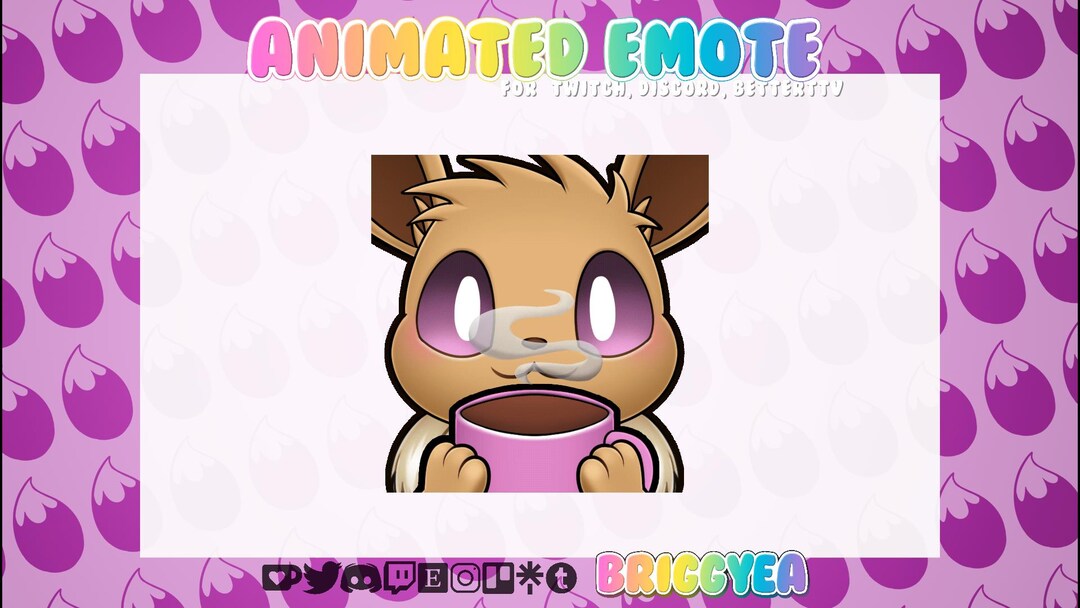 Animated Pokemon Emote Eevee Sip - Etsy