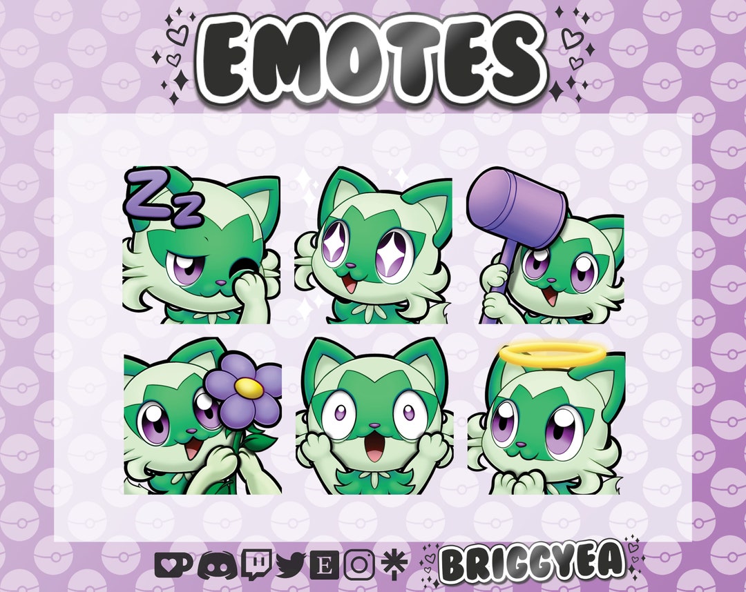Cute Pokemon Shiny Sprigatito Emote Set - Etsy