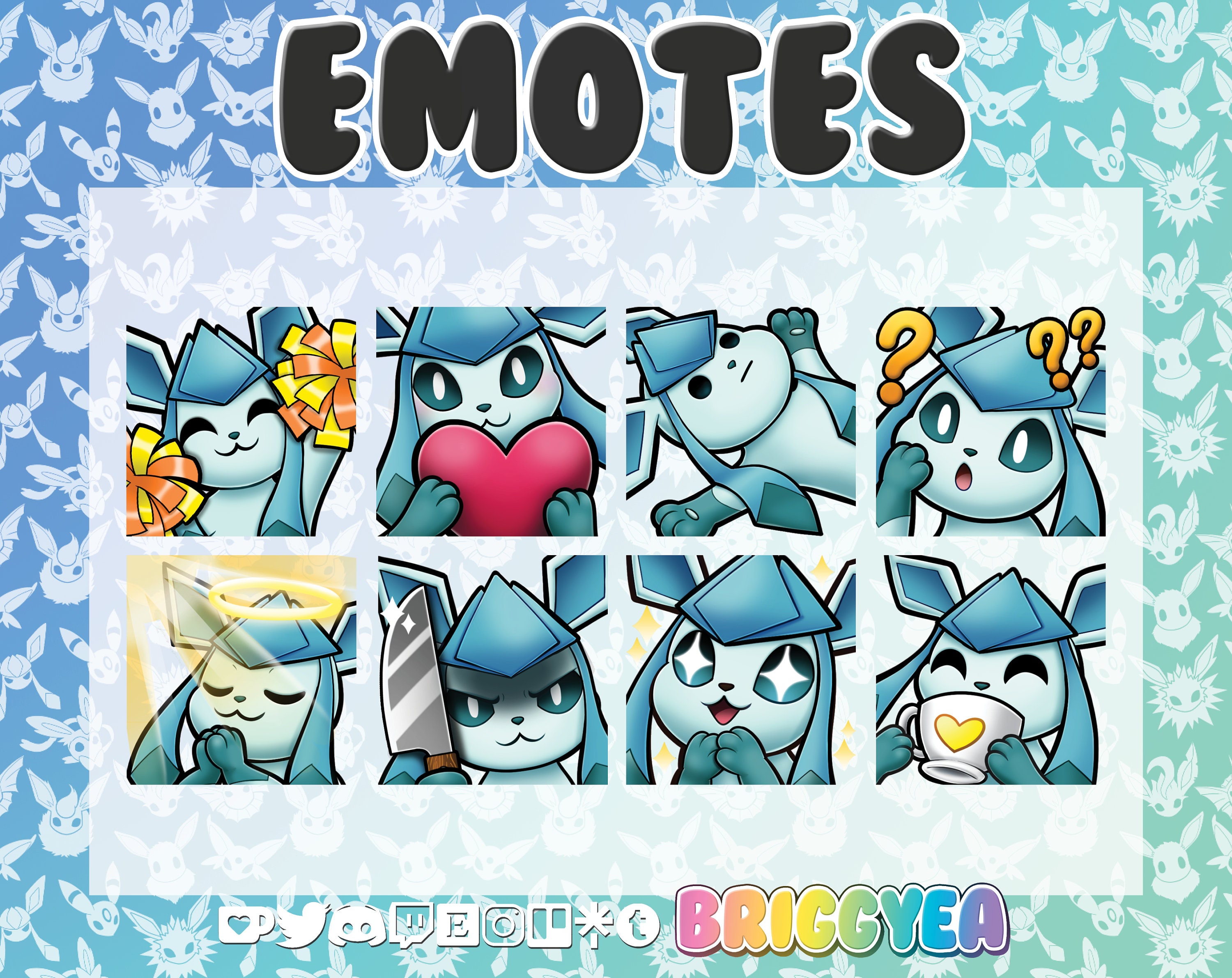 Glaceon Pokemon Emote Set - Etsy