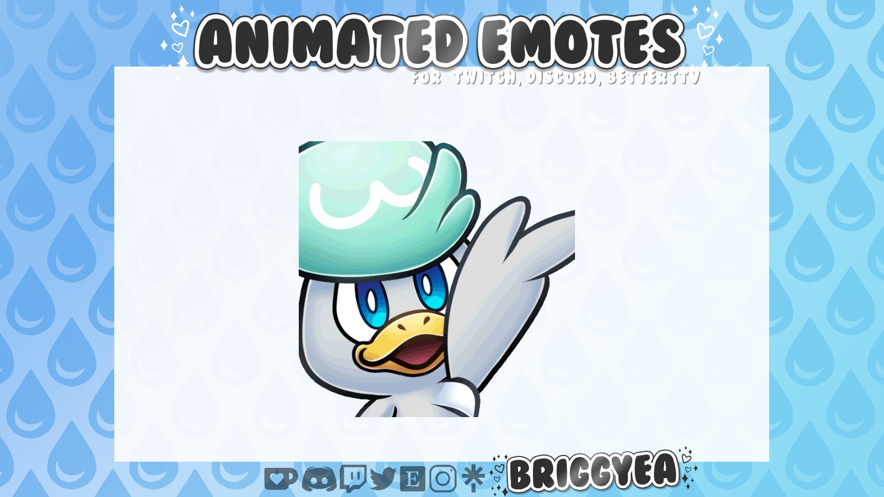 Animated Pokemon Emote Shiny Quaxly Wave - Etsy