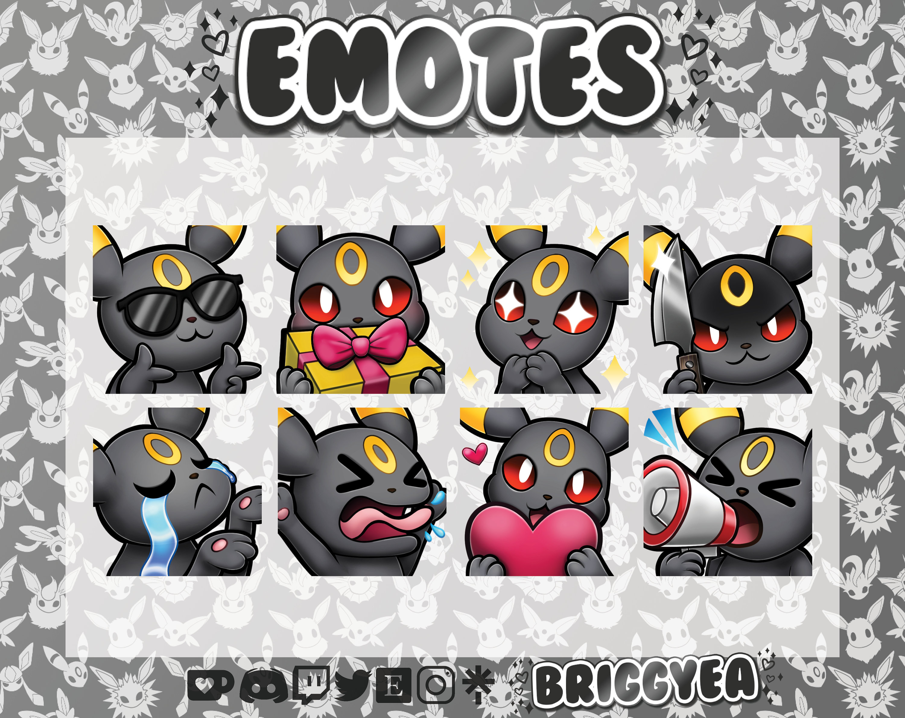 Umbreon Pokemon Emote Set - Etsy