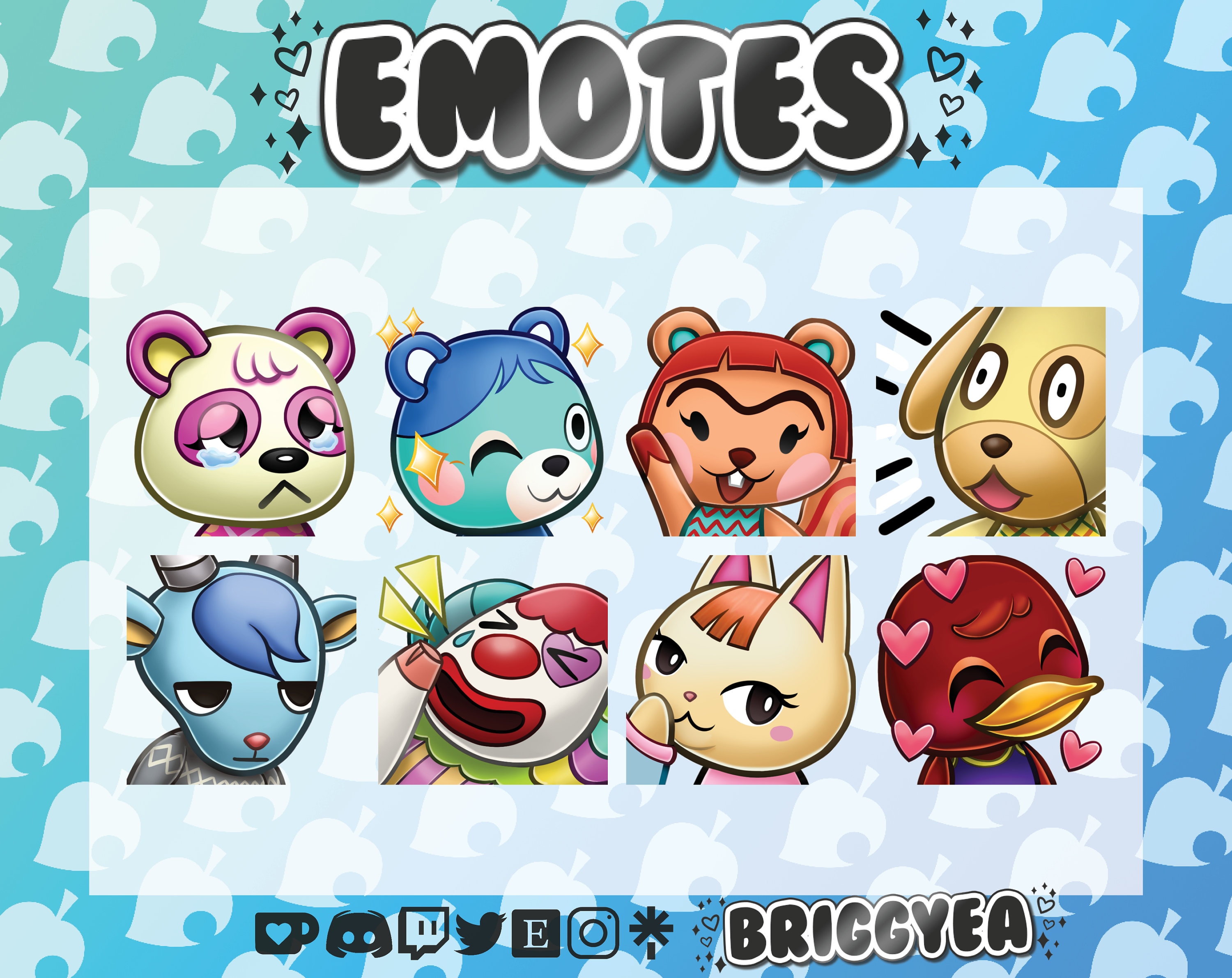 Cute Animal Crossing Villager Emotes Set 1 - Etsy