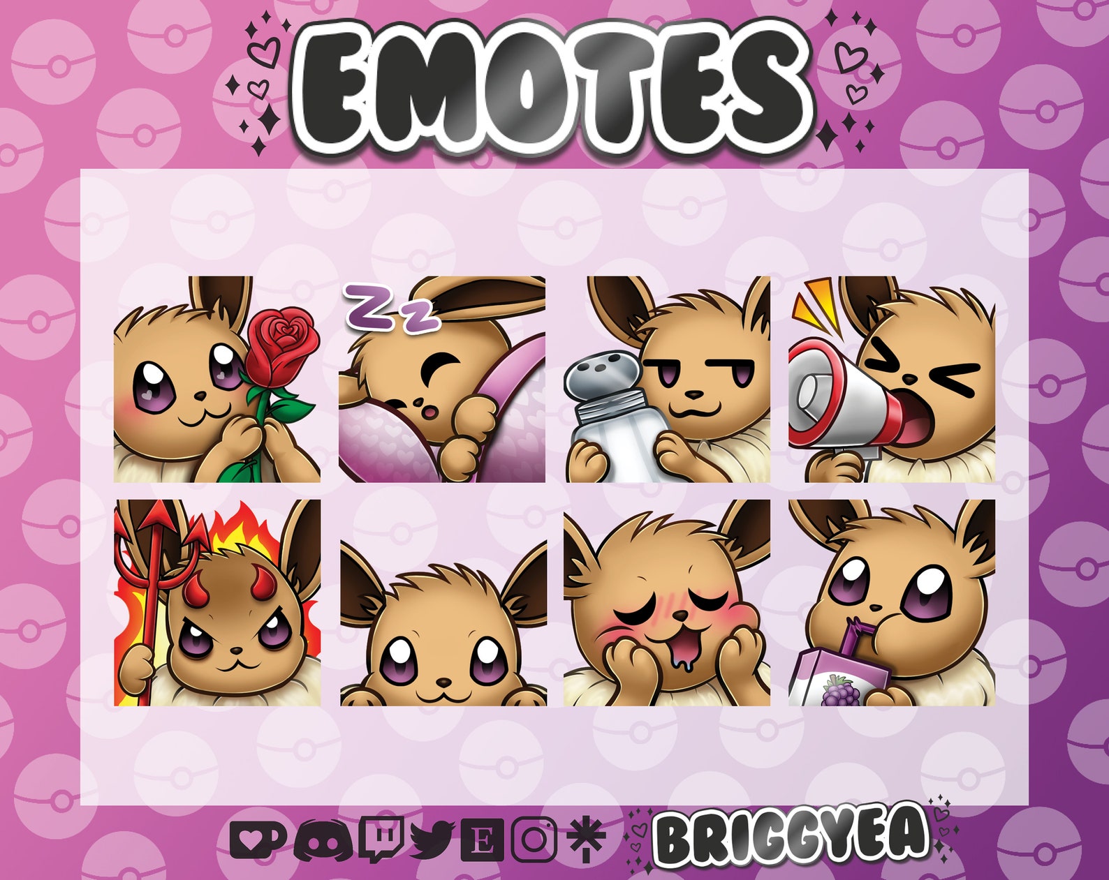 Cute Pokemon Eevee Emote Set 2 - Etsy