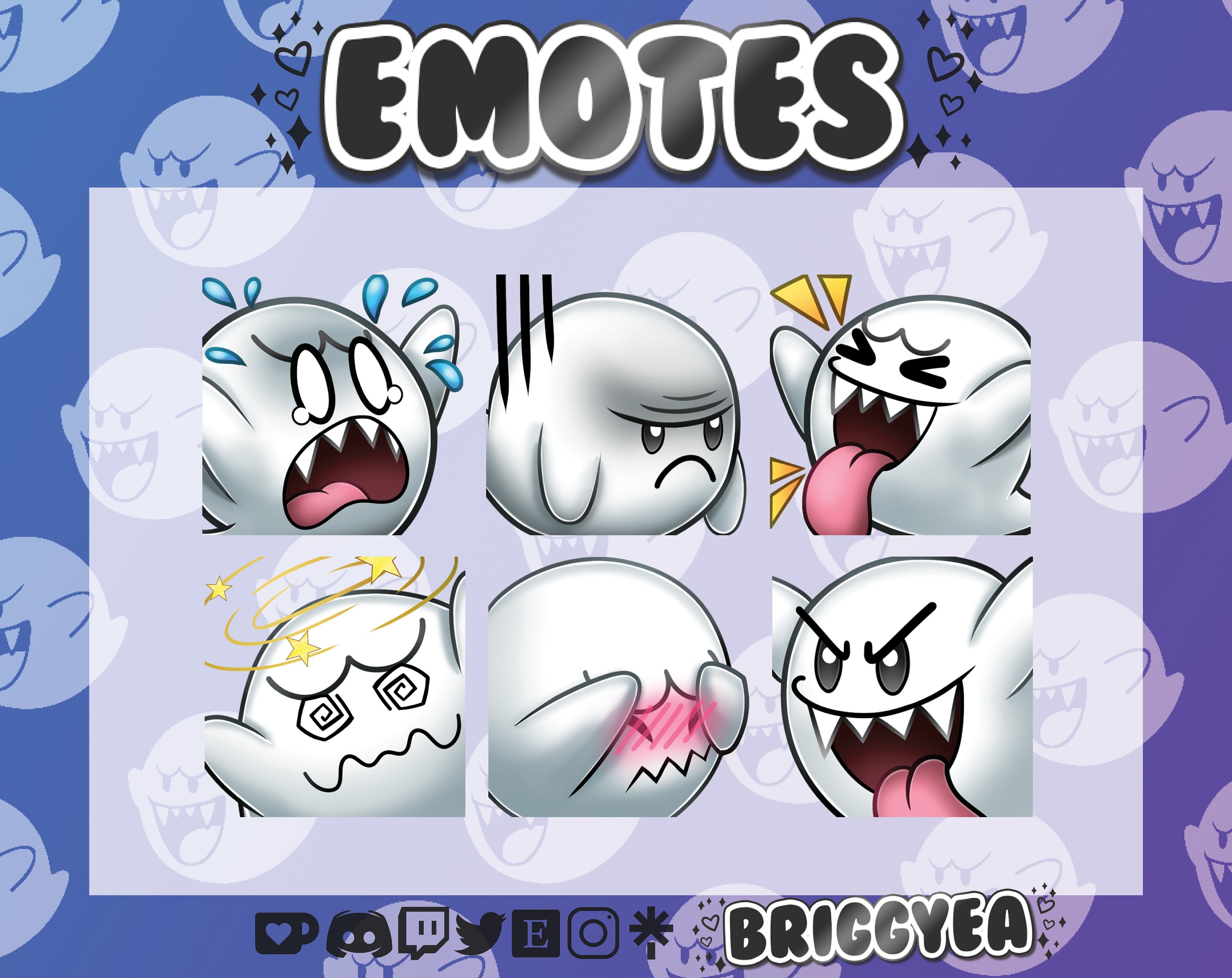 Super Mario's Boo Emote Set - Etsy