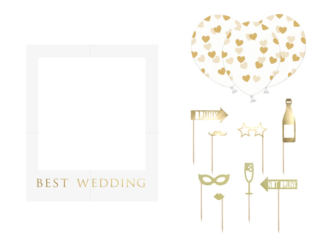 Photobooth Set With Photo Frame Gold a 13 Pcs., Fotogadges - Etsy