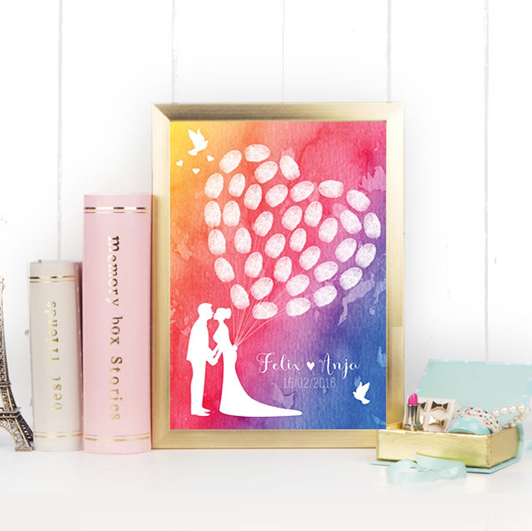 Fingerprint Tree A4 Wedding Colorful Fingerprint, Fingerprint ...