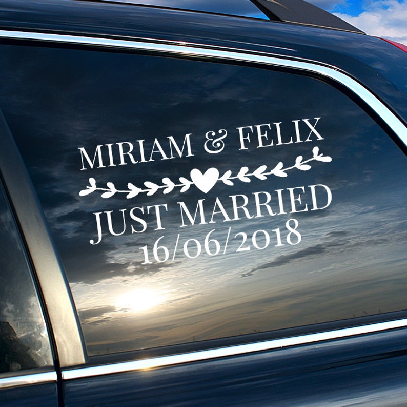 Car Sticker just Married Name Wedding - Etsy