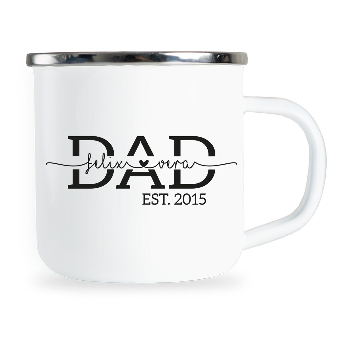 Personalized Enamel Cup Dad With Children's Name Font in - Etsy UK