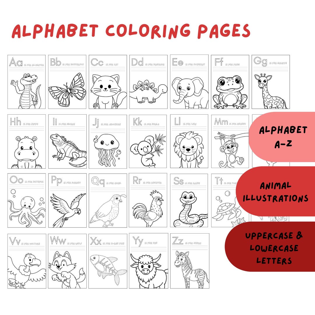 Alphabet Coloring Pages A-Z: Preschool Letter Practice (digital ...
