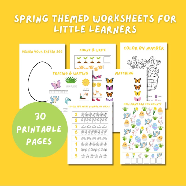 Spring Activity Pack for Preschool|printable Worksheets Bundle|30 Pages ...