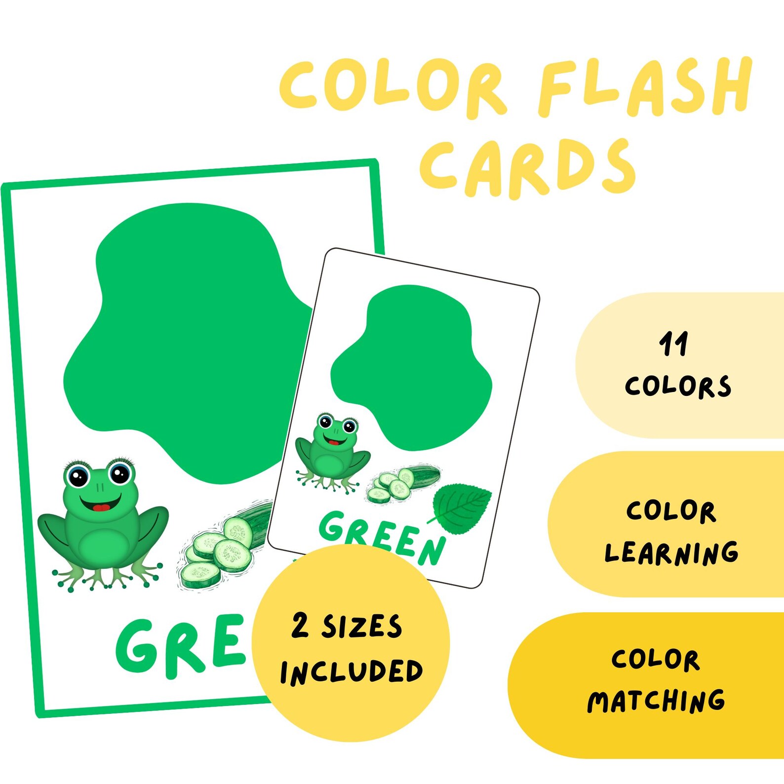 Color Flash Cards & Matching Game for Preschool – 2 Sizes – Printable ...