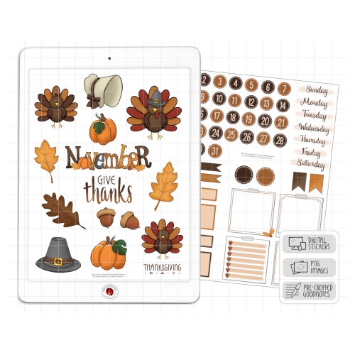 Thanksgiving Digital Planner Stickers November Monthly Kit - Etsy