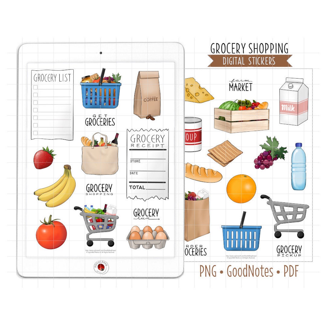 Grocery Shopping Digital Planner Stickers, Goodnotes Stickers, Pre ...