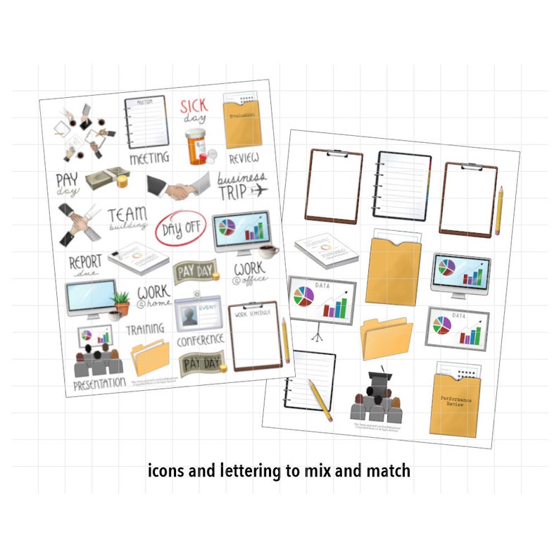 Office Work Digital Planner Stickers Goodnotes Stickers - Etsy