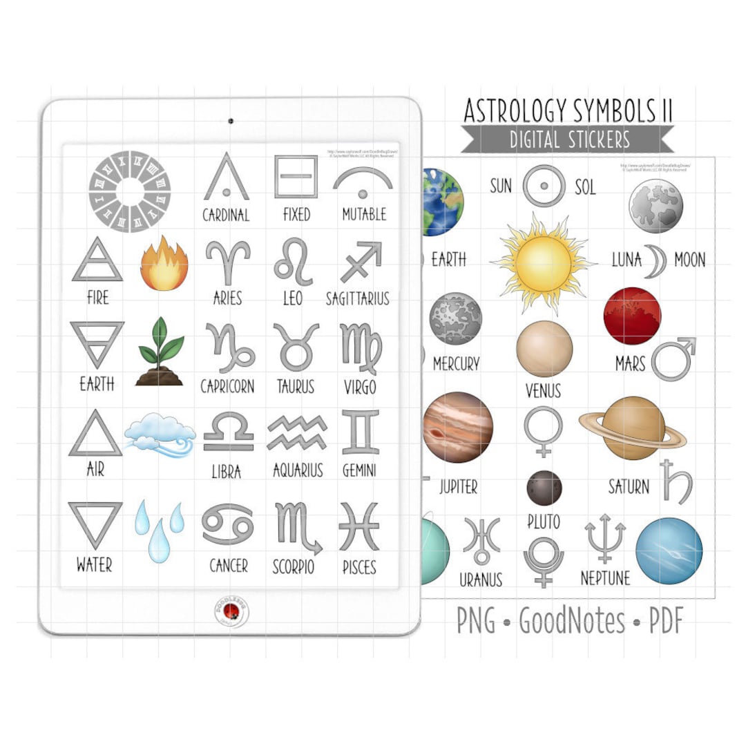 Astrology Planets and Glyphs Digital Planner Stickers, Goodnotes ...