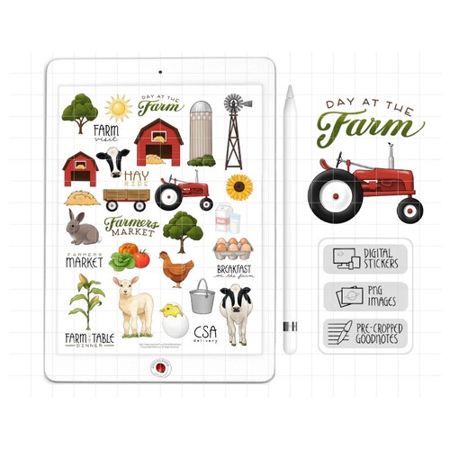 Day at the Farm Digital Planner Stickers Goodnotes Stickers - Etsy