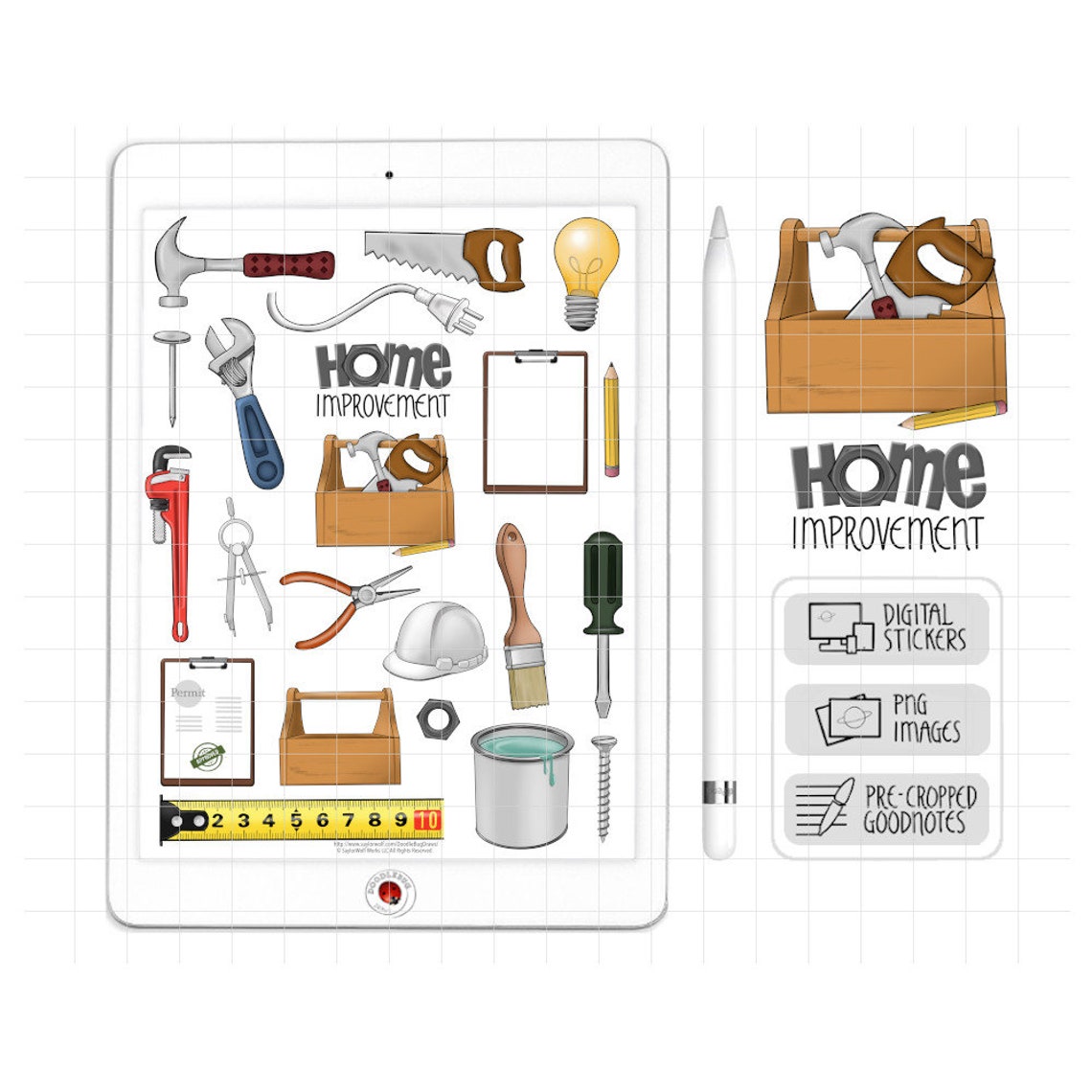 Home Improvement Digital Planner Stickers Goodnotes Stickers - Etsy