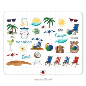Tropical Vacation Digital Planner Stickers, Travel Goodnotes Stickers ...
