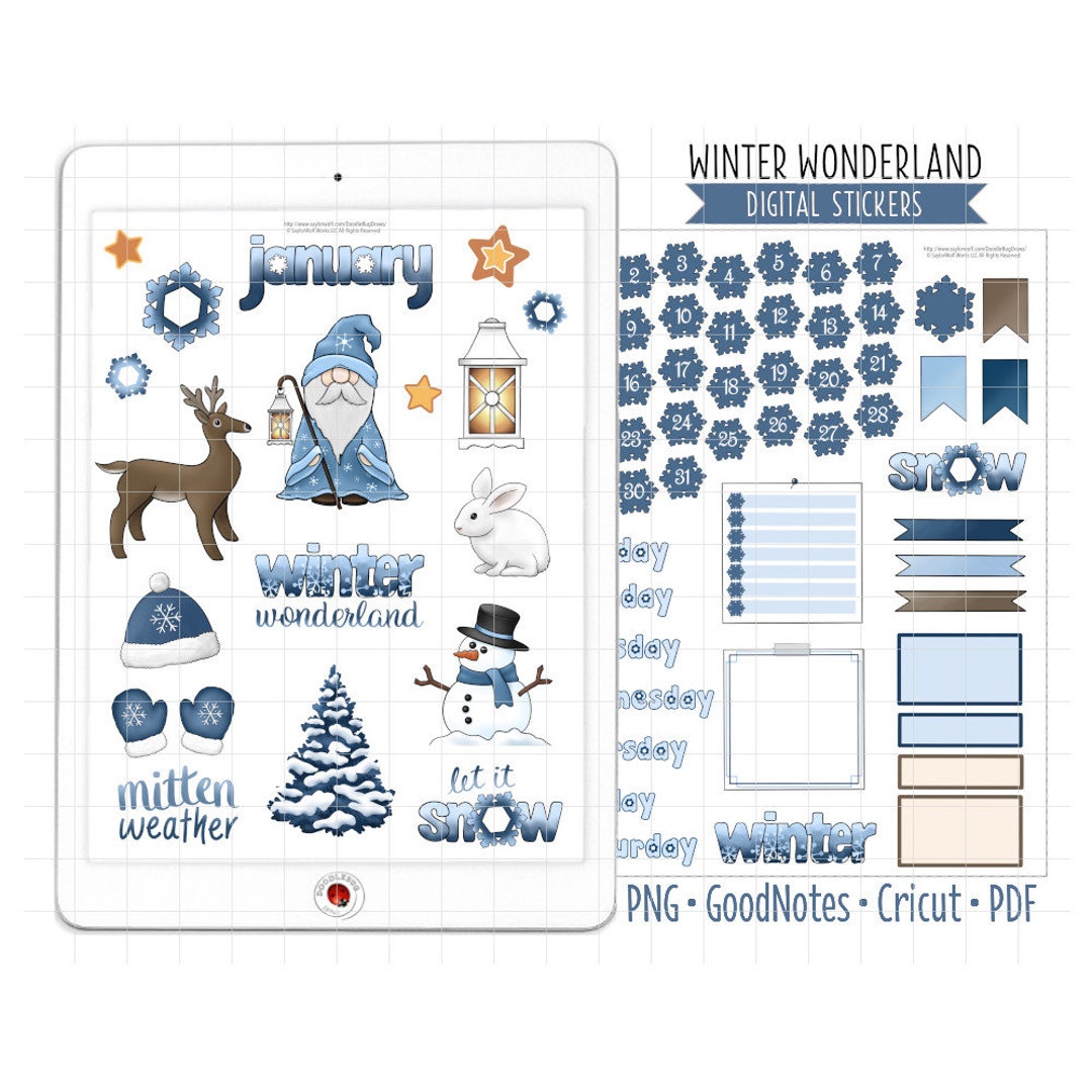Winter Wonderland Digital Planner Stickers - January Calendar Theme ...