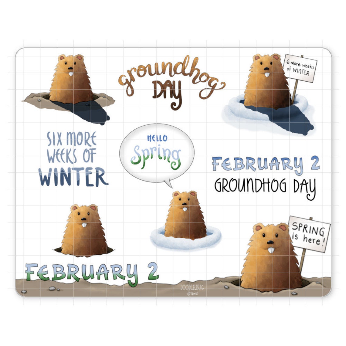 Groundhog Day Digital Planner Stickers Goodnotes Stickers - Etsy