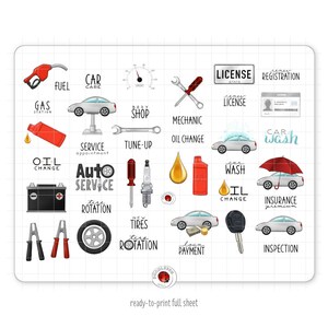 Car Care Digital Planner Stickers - Vehicle Service Calendar Icons ...