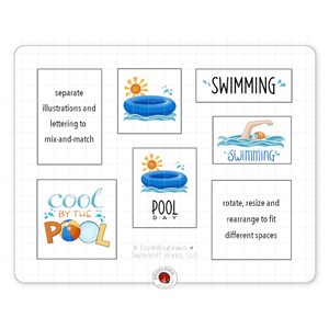 Pool Day, Swimming Digital Planner Stickers, Goodnotes Stickers, Pre ...