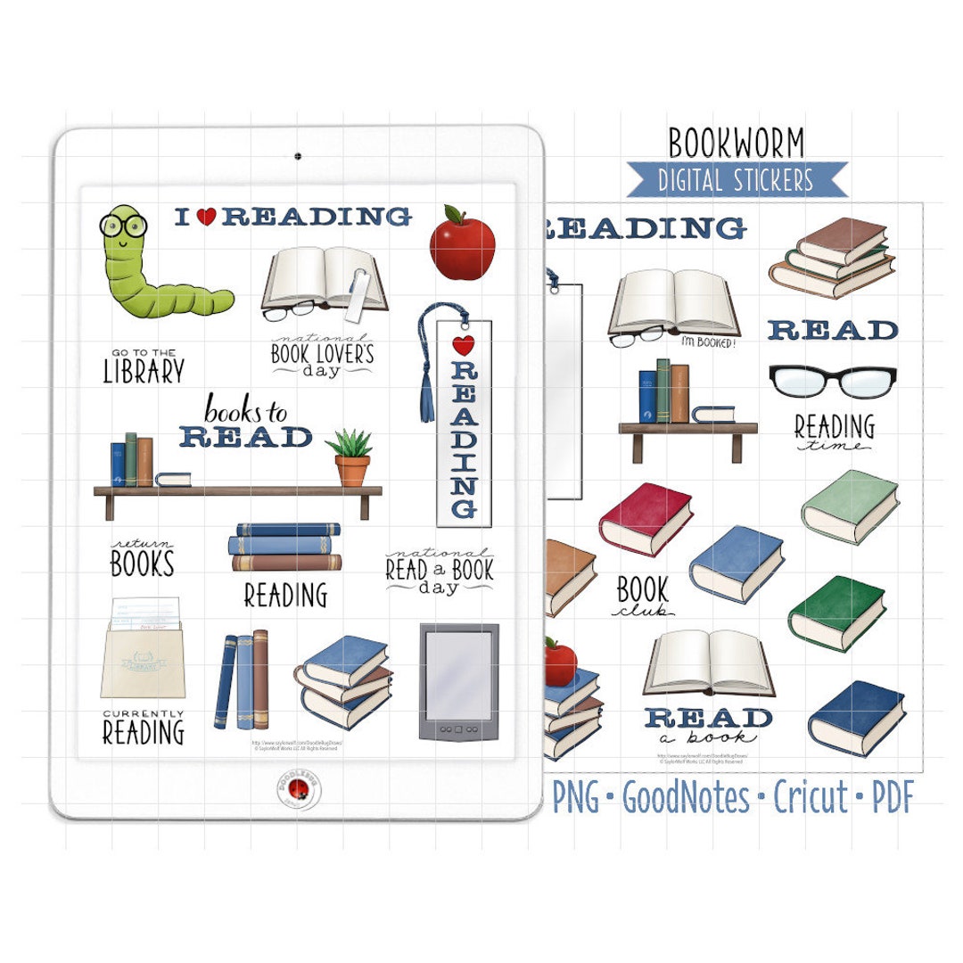 Reading Digital Planner Stickers, Goodnotes Stickers, Pre-cropped PNG ...