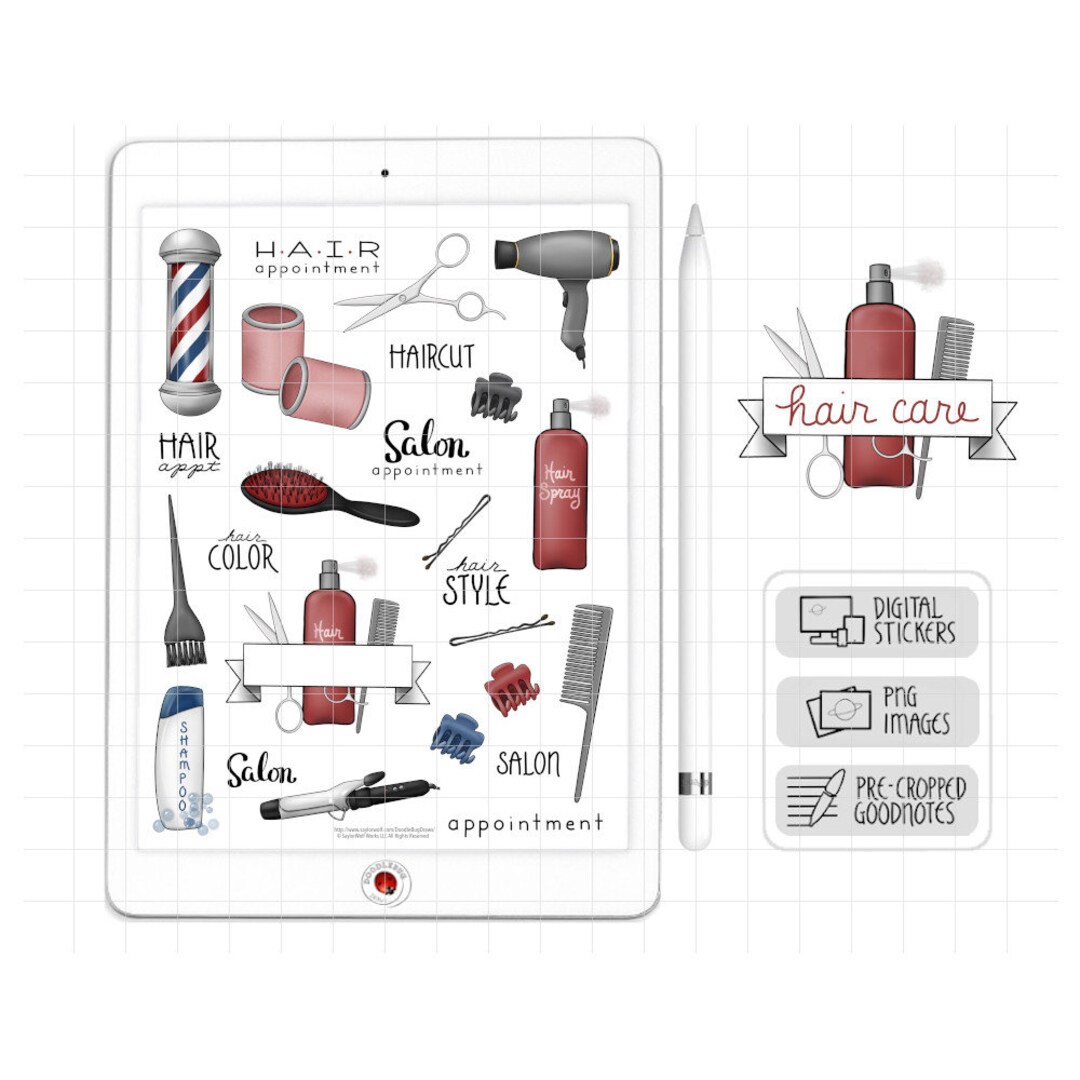 Haircut Digital Planner Stickers Hair Care Goodnotes - Etsy