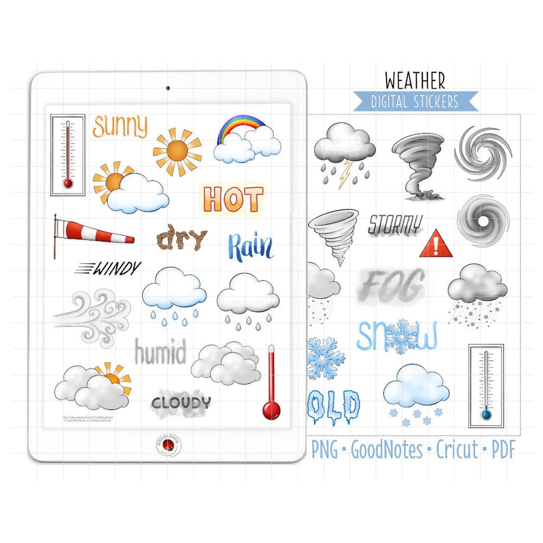 Weather Digital Planner Stickers - Meteorology Calendar Icons ...