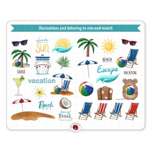 Tropical Vacation Digital Planner Stickers, Travel Goodnotes Stickers ...