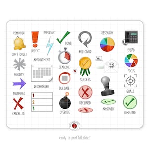 Reminders Digital Planner Stickers - Task Tracking Icons (goodnotes ...