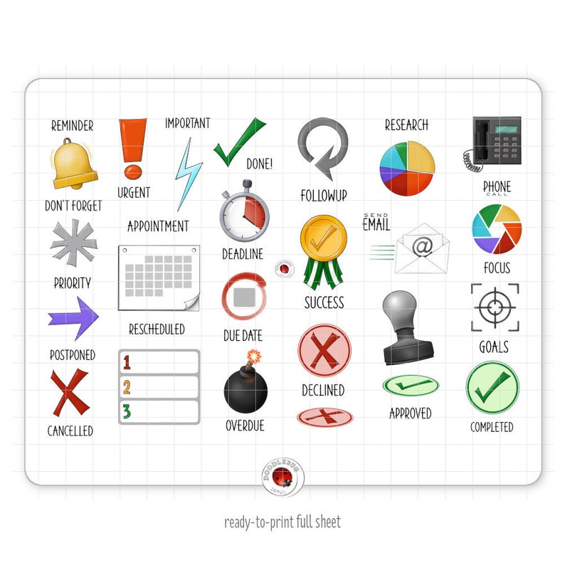 Reminders Digital Planner Stickers - Task Tracking Icons (goodnotes ...