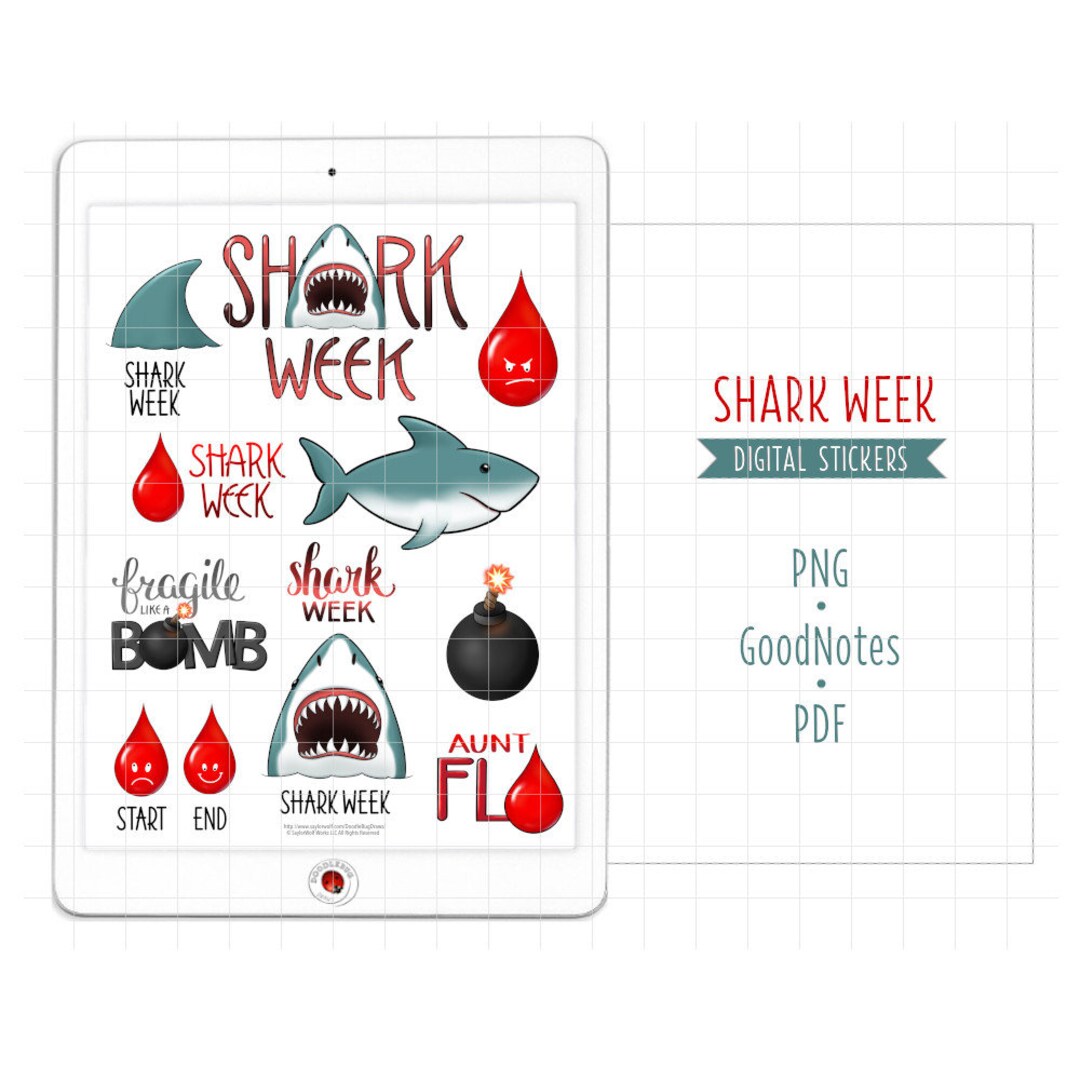 Shark Week Digital Planner Stickers Goodnotes Stickers - Etsy