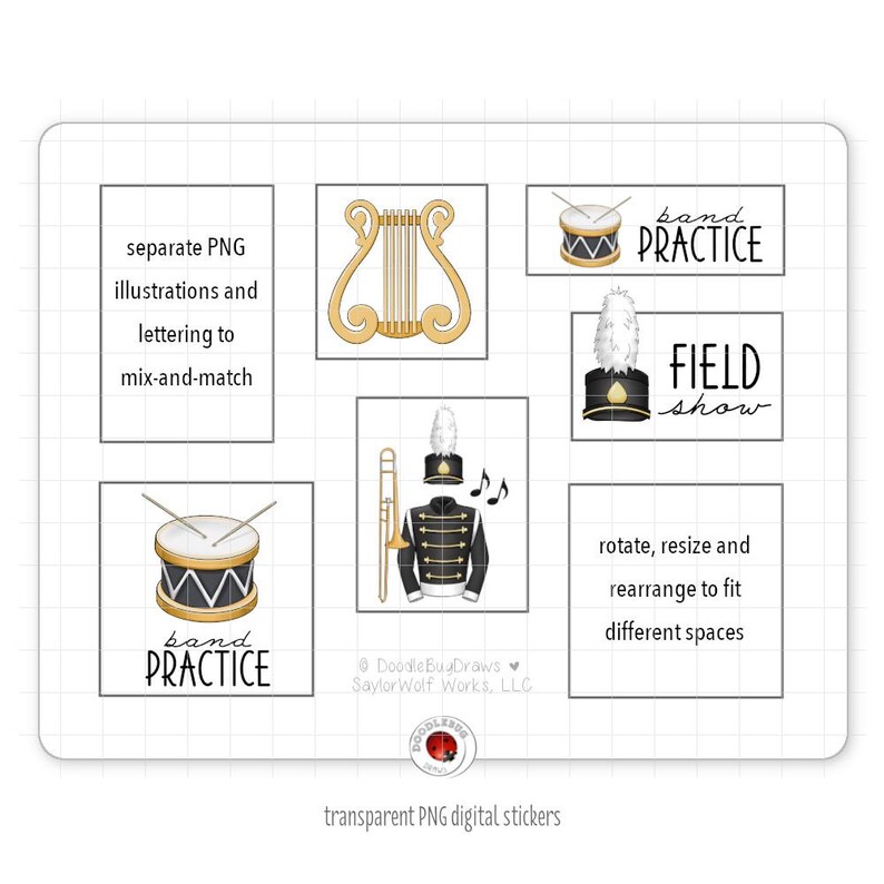 Marching Band Digital Planner Stickers - Parade & Musical Instrument ...