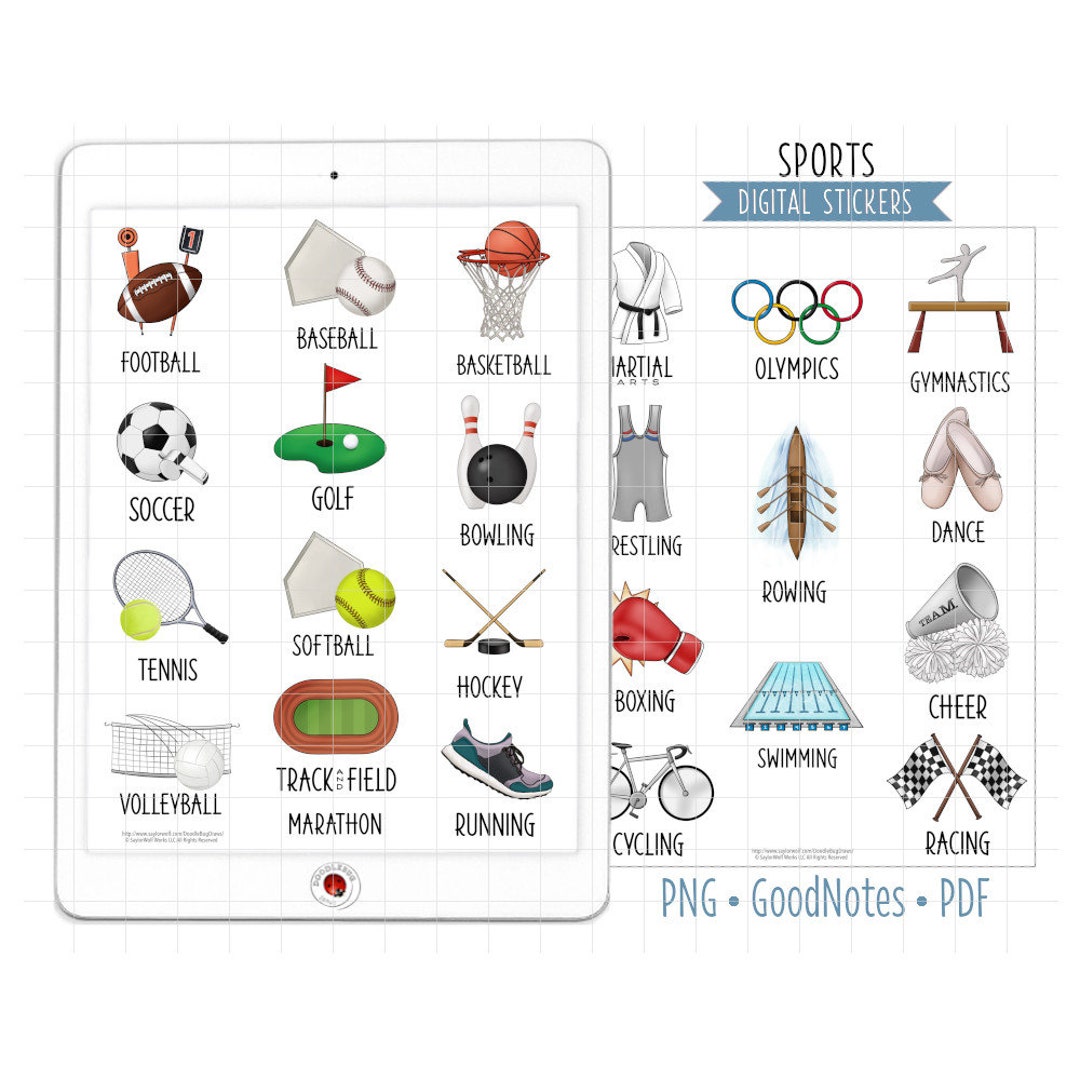 Sports Digital Planner Stickers, Goodnotes Stickers, Pre-cropped PNG ...