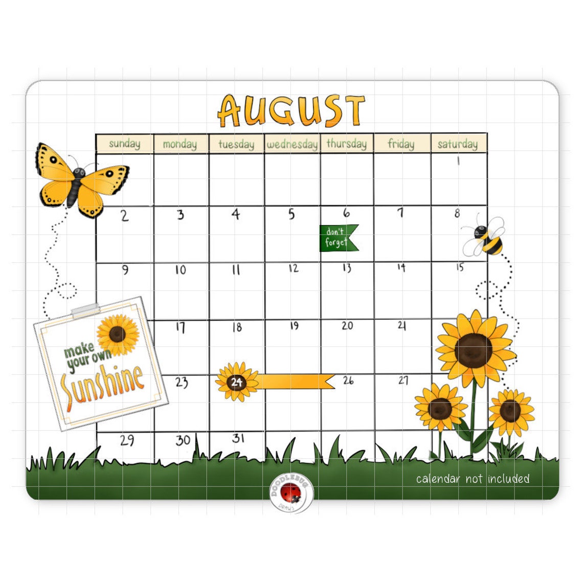 Sunflowers Digital Planner Stickers Monthly Kit : Summer - Etsy