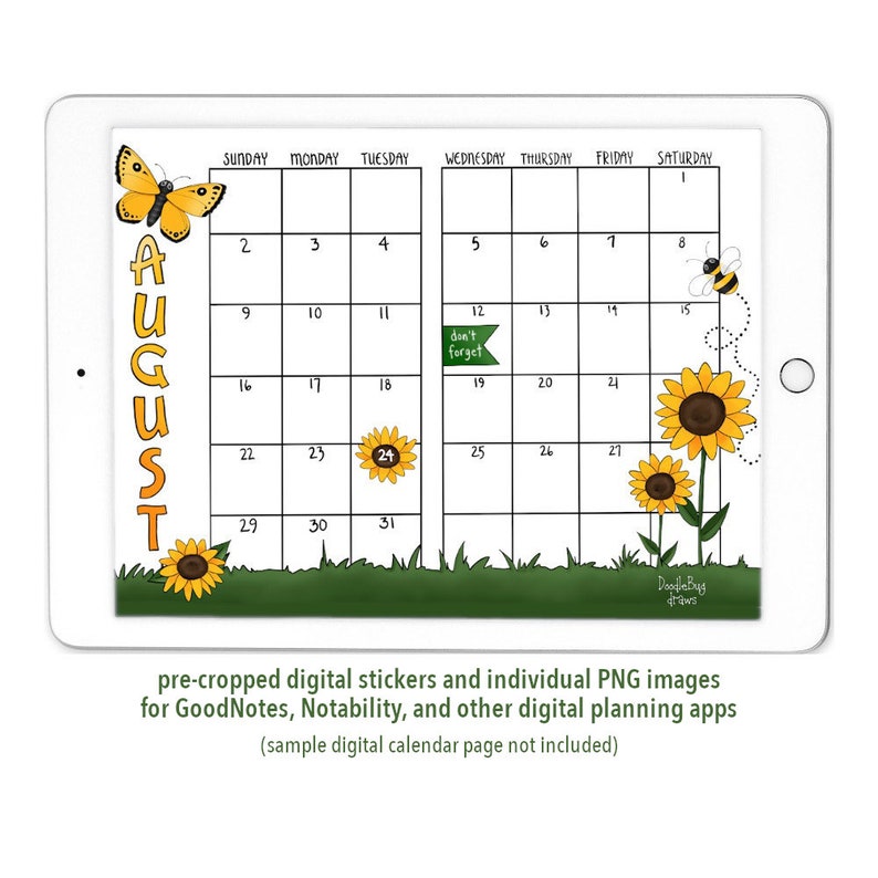 Sunflowers Digital Planner Stickers Monthly Kit : Digital - Etsy