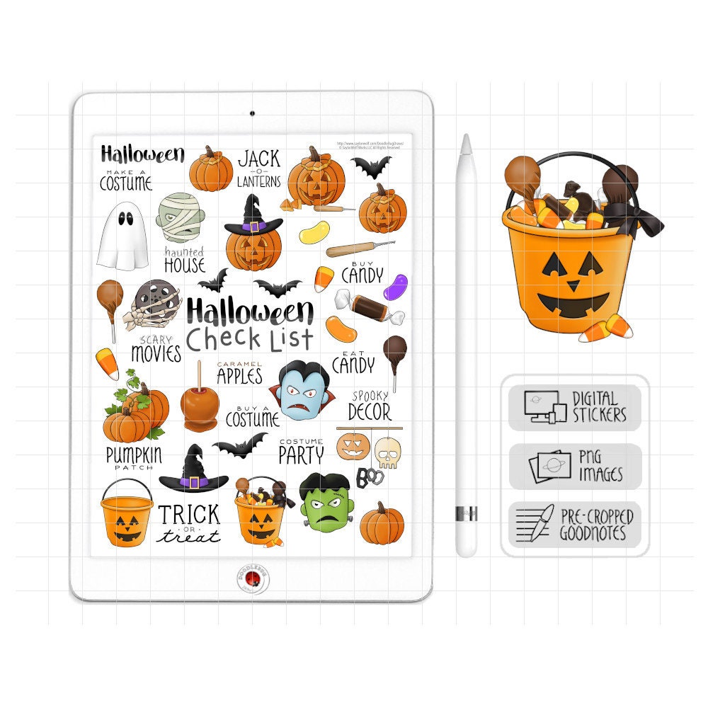 Halloween Checklist Digital Planner Stickers Goodnotes - Etsy