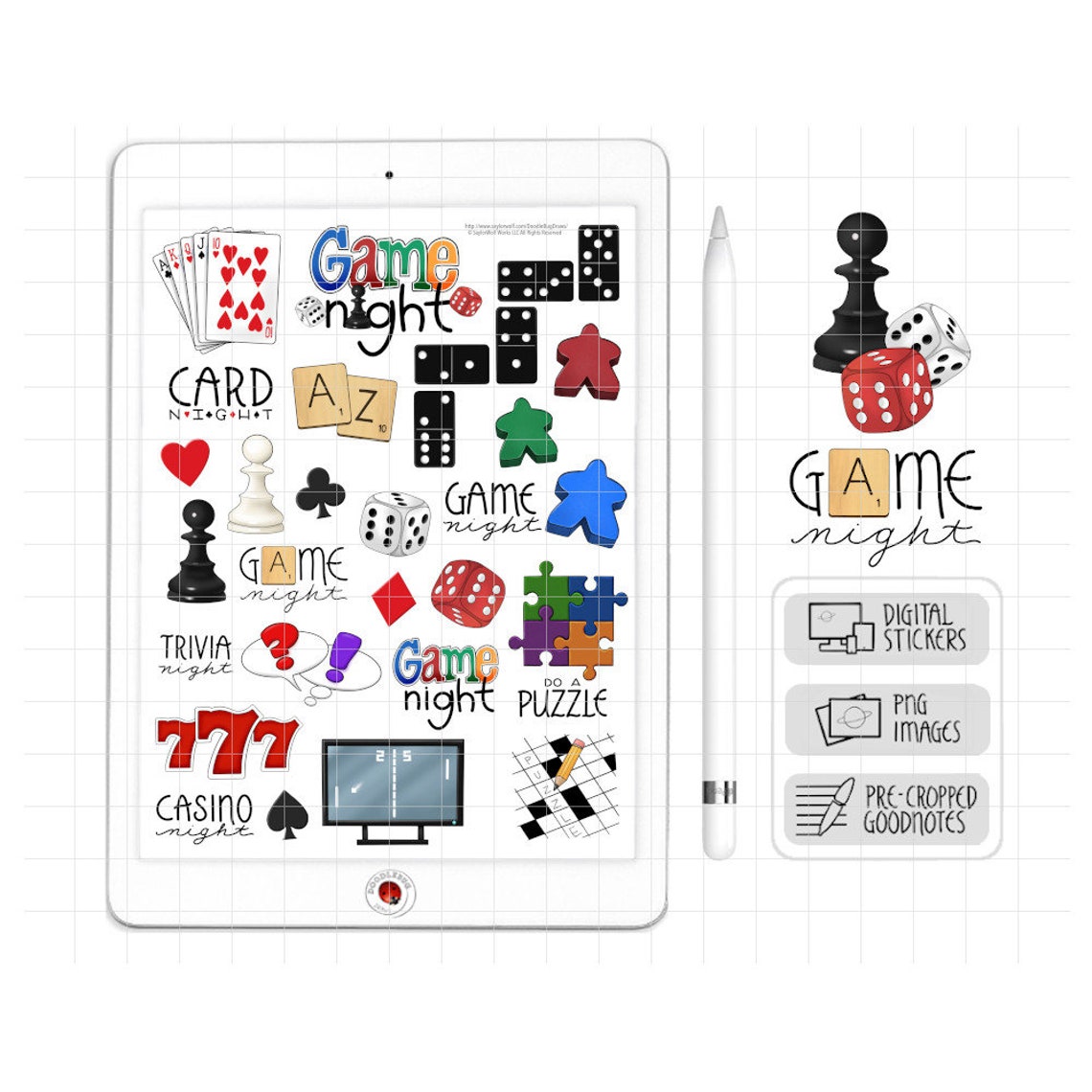 Game Night Digital Planner Stickers Goodnotes Stickers - Etsy