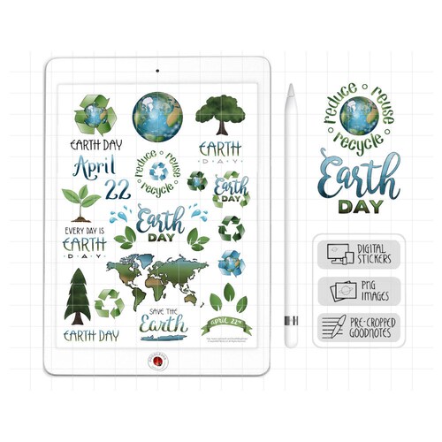 Hand Drawn Save the Earth Digital Planner Stickers Cute | Etsy