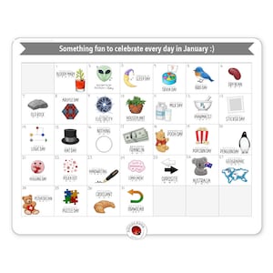 January Wacky Holidays Digital Planner Stickers, Fun National Day ...