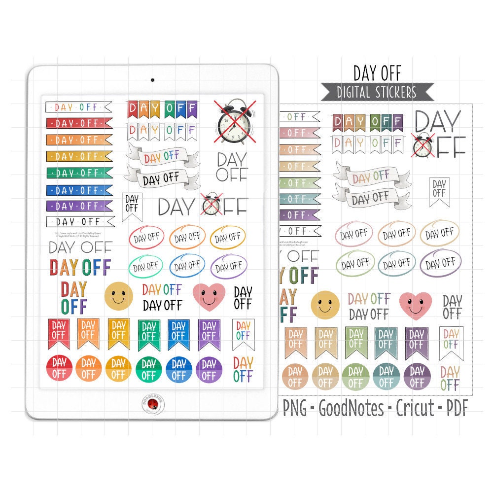 Day off Digital Planner Stickers - PTO & Vacation Time Icons (PNG ...