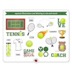 Tennis Digital Planner Stickers, Goodnotes Stickers, Pre-cropped PNG ...