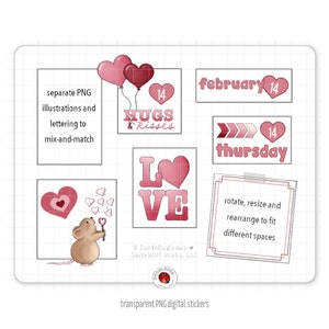Valentine's Day Digital Planner Stickers, February Monthly Kit ...
