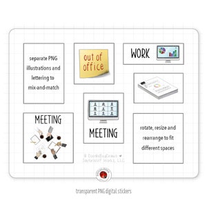 Office Work Digital Planner Stickers - Meetings & Task Reminder Icons ...